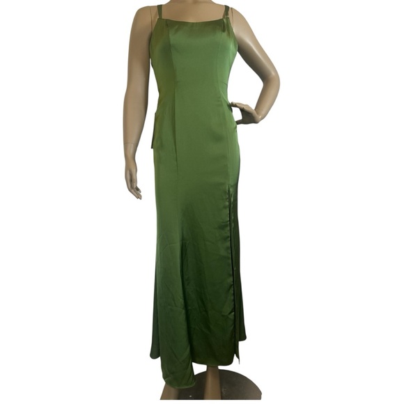 Azazie | Dresses | Azazie Olive Green Sleeveless Maxi Dress | Poshmark